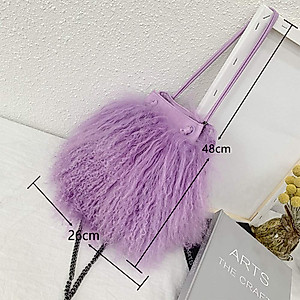 Real Mongolian Fur Luxury Lamb Fur Womens Girls Shoulder Tote Bags Orange