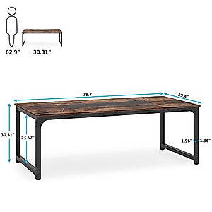 Tribesigns Modern Computer Desk, 78.7 x 39.4 inch X Large Executive Office Desk Computer Table Study Writing Desk Workstation for Home Office,Rustic/Black