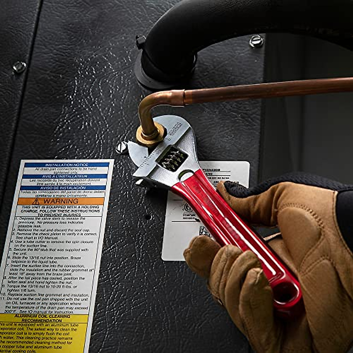 Klein Tools D507-8 Adjustable Wrench, Extra Capacity Jaw Forged Drive Wrench with High Polish Chrome Finish, 8-Inch