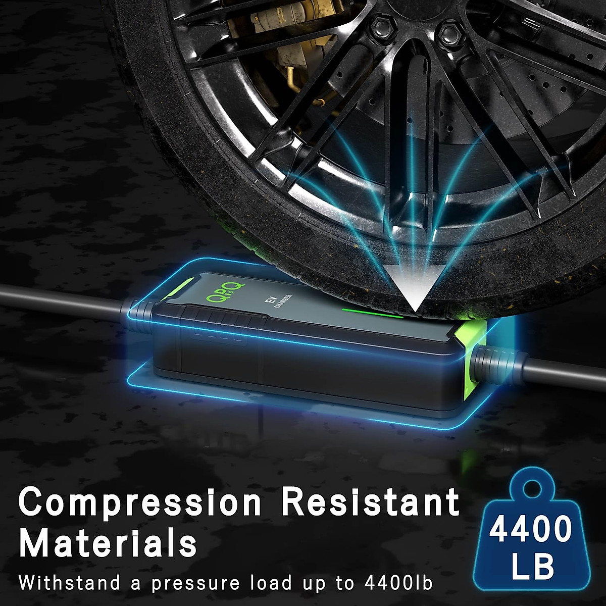 QPQ Level 1-2 EV Charger, 16 Amp 110-240V Portable Electric Car Charger, Electric Vehicle Charging Stations with NEMA 6-20 Plug & NEMA 5-15 Adapter for J1772 with 21 FT Cable