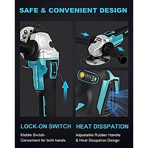 4 1/2 Cordless Angle Grinder, [2-Pack 18V 5.5 Ah Battery Included] Mini Powered Angle Grinder, Tool Kit with Handle, Grinding Wheel, Cutting Wheel, Flap Disc and Carving Disc