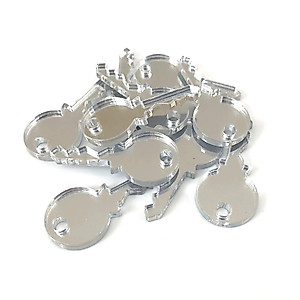 Super Cool Creations Yale Key Shaped Crafting Mirrors, Set of 10, Many Colours, Shatterproof Acrylic, Silver Mirror, Pack of 10 x 5cm