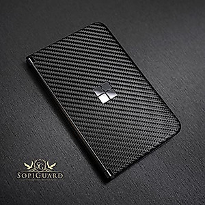 SopiGuard Sticker Skin for 2021 Microsoft Surface Duo 2 2nd Gen Edge-to-Edge Front and Rear Panels Vinyl Decal (Leather Black)