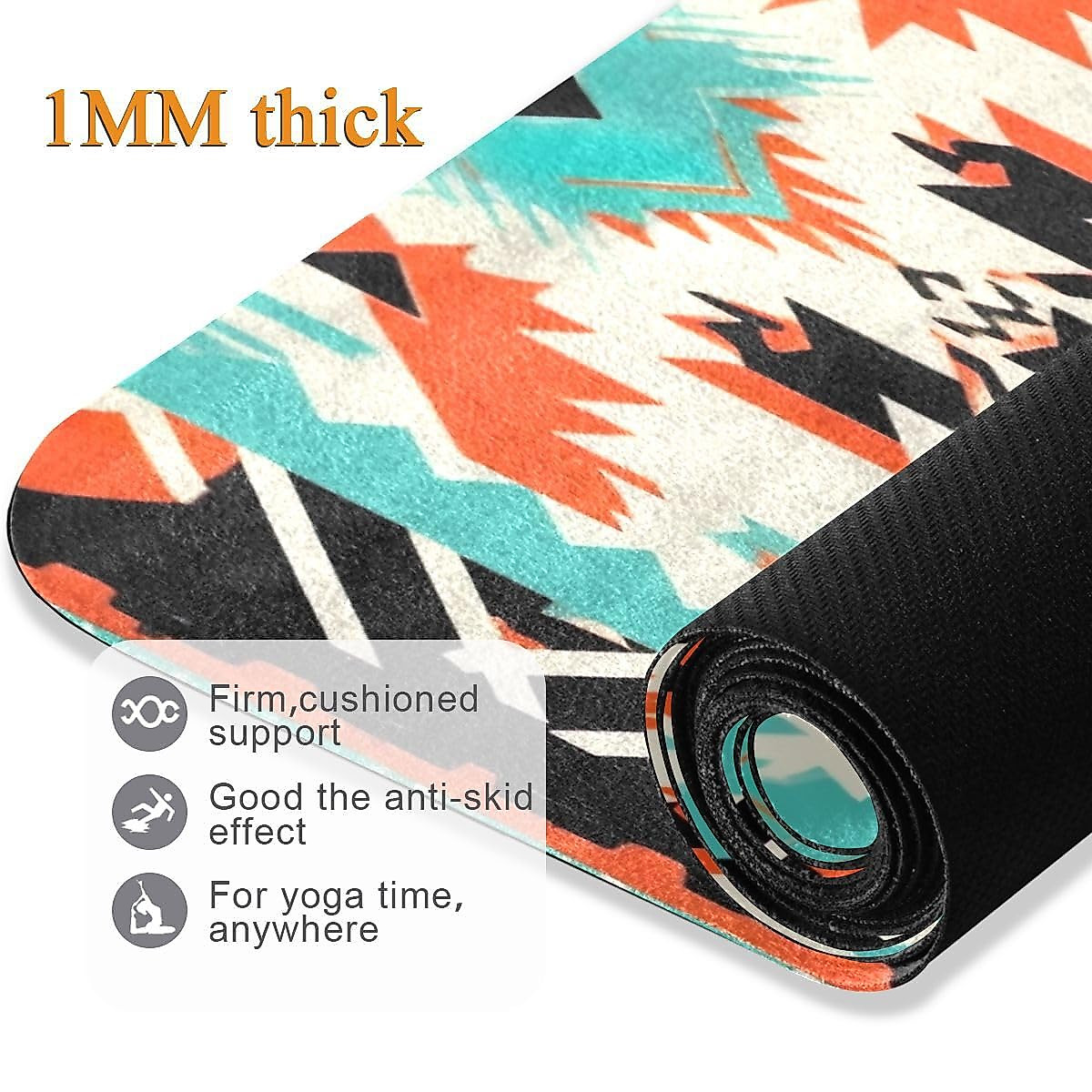 Nander Yoga Mat Thick Non-slip Soft Breathe Elastic Exercise Fitness Gym 1MM Thick Natural Rubber for Yoga Mats,Native American Tribal