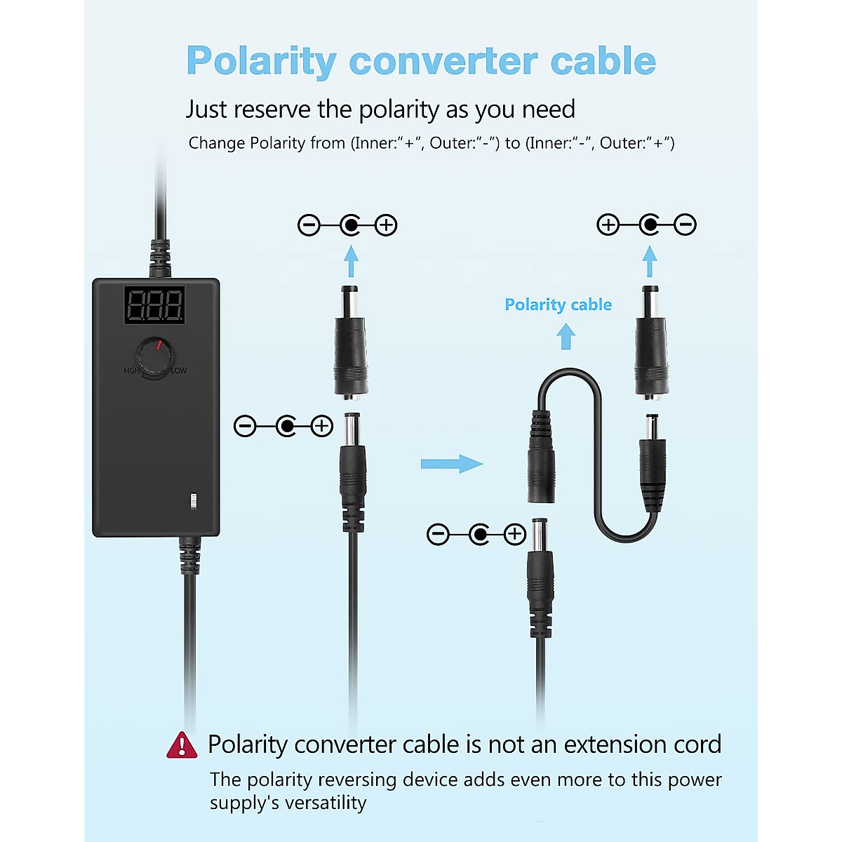 Aclorol Universal Power Adapter 36W 12V 9V 7.5V 6V 5V 4.5V 3V Adjustable Variable Power Supply AC/DC Adapter Converter Switching 100V-240V AC to DC 3V-12V with Polarity Converter & 14 Tips