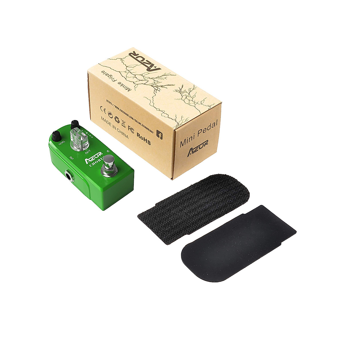 AZOR Chorus Guitar Effect Pedal with Guitar Effect Pedal Cables 3 Pack (Gold)