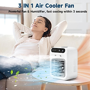 Portable Air Conditioners, Tusivo Cooling Fan Mini Air Conditioner with 2 Cool Mist & Speeds, Personal Air Conditioner Evaporative Air Cooler Fan Small AC Unit for Desk Bedroom Office Camping