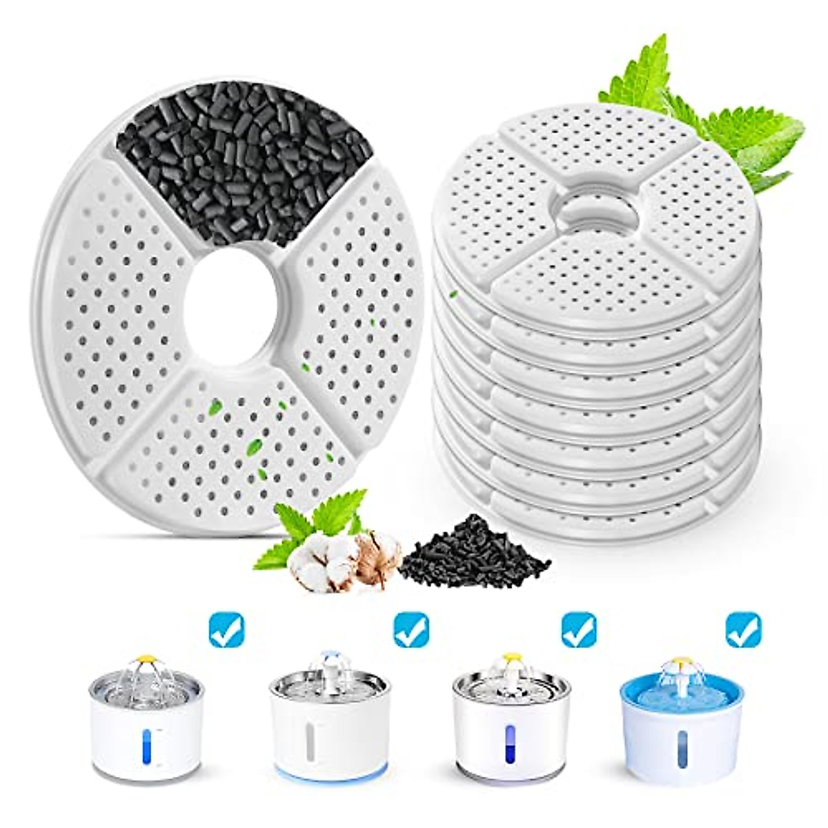 Cat Water Fountain Filter,Activated Carbon Filtration System Pet Water Fountain Filter,Cat Fountain Replacement Filter for 81oz/2.4L Automatic Pet Fountain