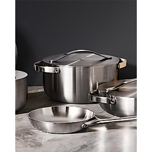 Caraway Stainless Steel Dutch Oven (4.5 Qt) - 5-Ply Stainless Steel - Oven Safe & Stovetop Agnostic - Non Toxic, PTFE & PFOA Free