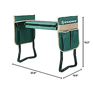 SONGMICS Garden Kneeler and Seat, Gardening Gifts for Women Men, Folding Gardening Stool, with Soft Thick Kneeling Pad, Dark Green UGGK50L