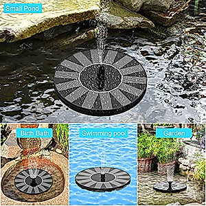 Solar Fountains,Solar Powered Bird Bath Fountain Pump with 6 Nozzles 1W Solar Water Fountain, Free Standing Floating Solar Powered Water Fountain Pump for Bird Bath, Garden, Pond, Pool