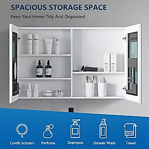 Vacolitel Luxury Rectangular Bathroom Medicine Cabinet with Mirror,Recessed or Surface Mount Bathroom Wall Cabinet,Beveled Edges,Engineered Wood (40"X26")