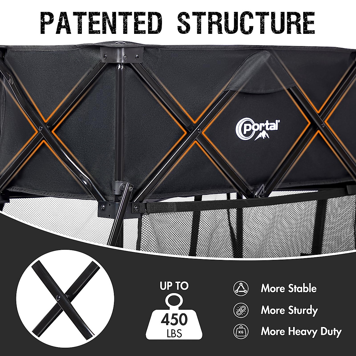 PORTAL 400L Collapsible Double Decker Wagon, Folding Wagon Cart with Tailgate, Beach Wagon with Big Wheels, 450LB Heavy Duty Foldable Wagon, Large Capacity Wagon for Camping, Sports, Garden, Baseball