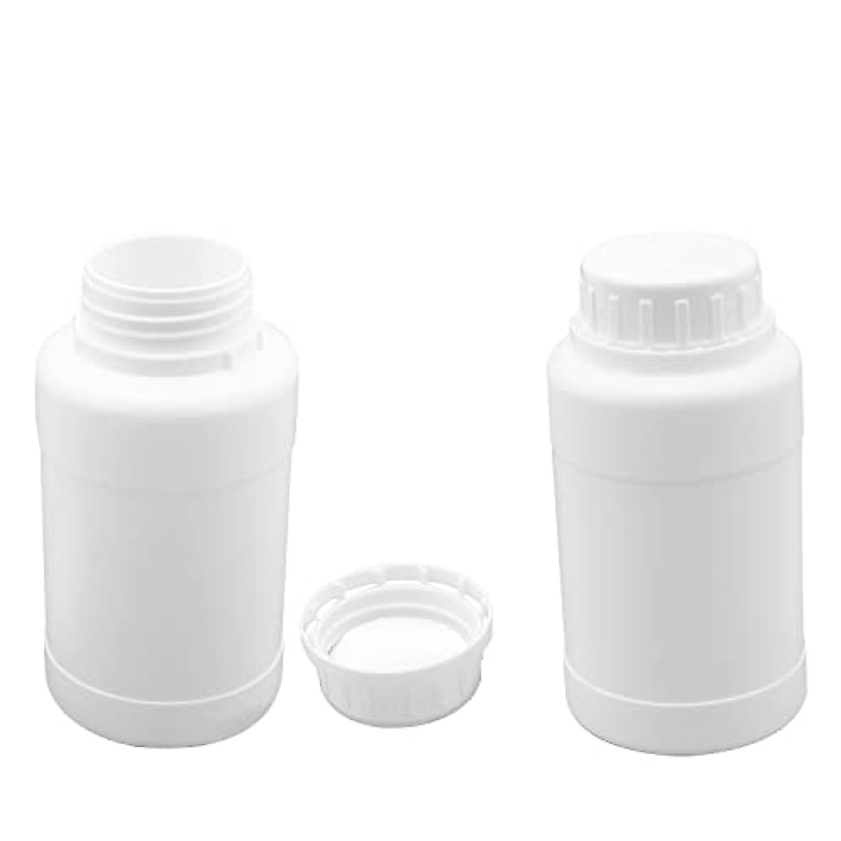 Othmro 5Pcs 8.45oz/250ml Plastic Bottles, Lab Cylindrical Chemical Reagent Bottle, Wide Mouth Laboratory Reagent Polyethylene Bottle, Sample Sealing Liquid Storage Container for Food Store White