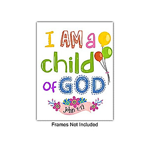 Bible Verse Wall Art - Scripture Wall Art - Christian Wall Art for Kids, Boys, Girls Bedroom - Religious Gifts for Kids - Aesthetic Wall Collage Kit - God Wall Decor - Positive Inspirational Quotes