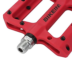 BIKEIN PRO MTB Bike Pedals Nylon Fiber Non-Slip 9/16 Inch Bicycle Platform Flat Pedals for Road Mountain BMX Bike Red