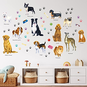 DECOWALL DS-8045 Dogs Wall Decals Stickers Kids Peel and Stick Removable paw décor Print Room Bone Puppy Bedroom Decorations Wallpaper pet Nursery Baby Golden Retrieve Terrier