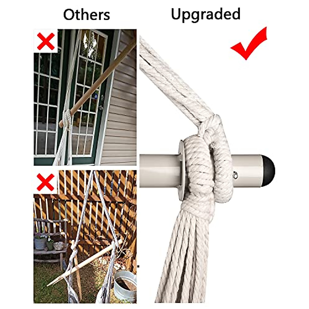 Miztli Hammock Chair Hanging Chair Swing for Bedroom with Anti-Slip Steel Spreader Bar, Max 500 Lbs, All The Hanging Hardwares Included, Best for Indoor Outdoor, 2 Cushions