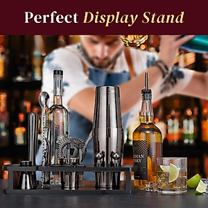 Cocktail Shaker Set Bartender Kit - 24-Piece Home Bartending Kit with Stand and Recipe Booklet - Includes Cocktail Mixer, Corkscrew, Hawthorne Strainer, Double Jigger and More Bartender Tools