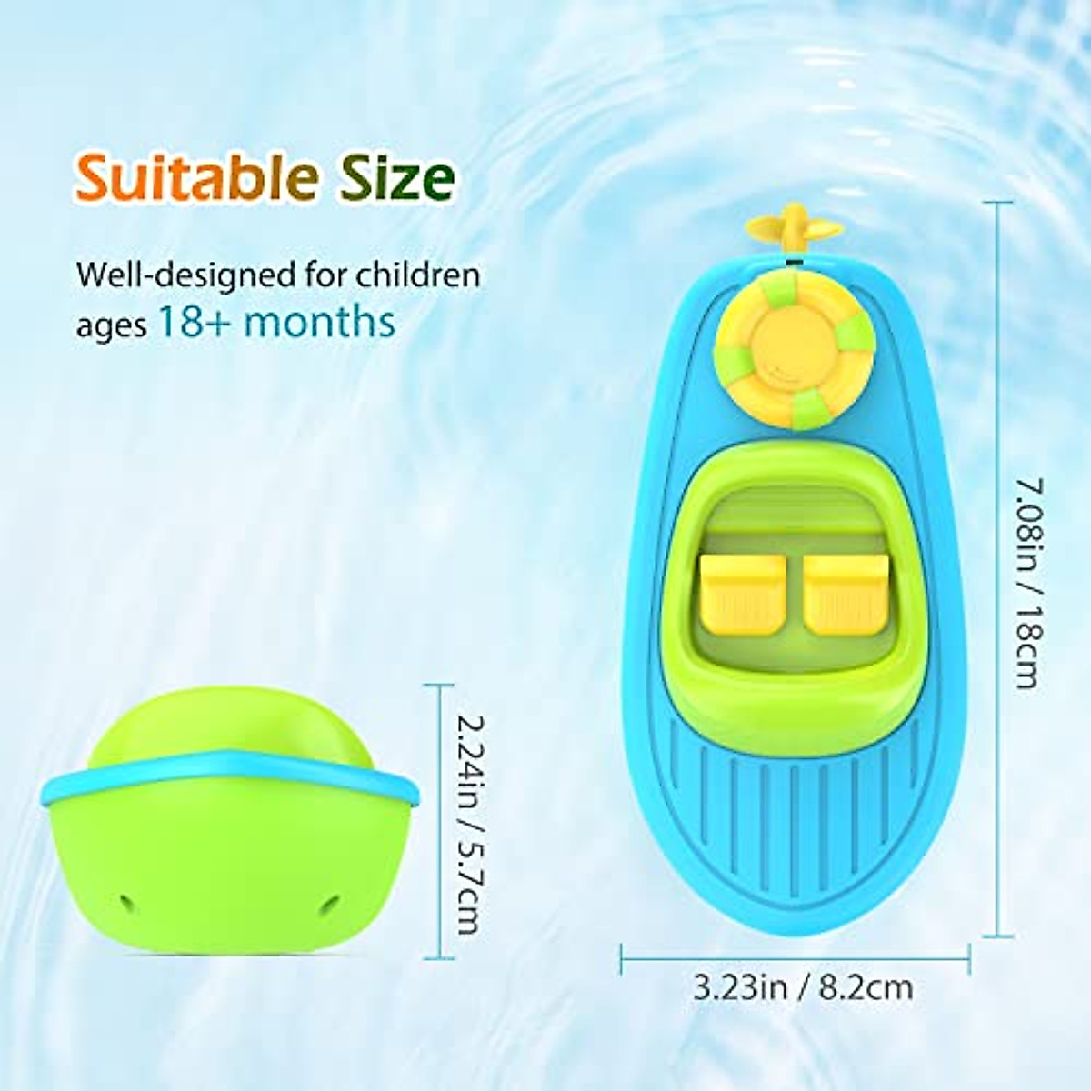 KINDIARY Bath Toy, Floating Wind-up Boat, Water Table Pool Bath Time Bathtub Tub Toy for Toddlers Baby Kids Infant Girls Boys