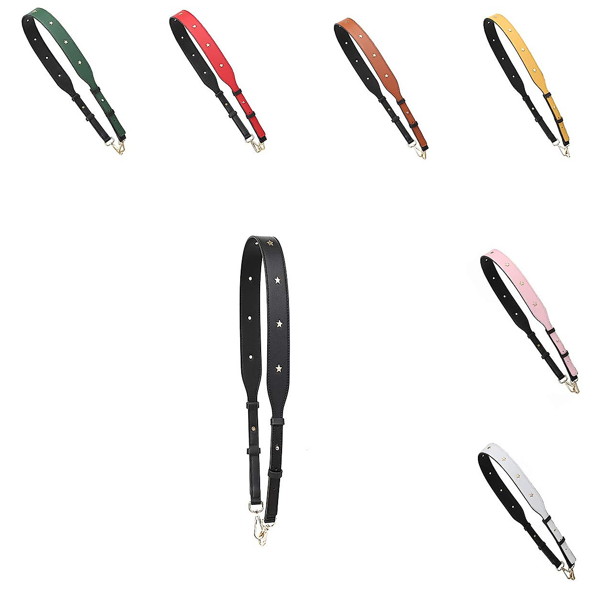 Synthetic Leather Straps Replacement Crossbody Bag Strap for Shoulder Handbags (Star Black)