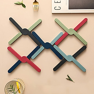 Foldable Silicone Trivets Non-Slip Heat-Resistant Folding Pad with Collapsible Cross Design for Hot Dishes Hot Pots and Pans (5PCS)