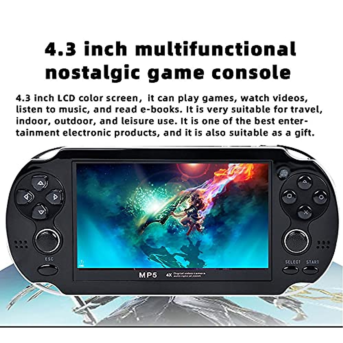 CZT 4.3 inch 8GB Double Joystick Handheld Game Console Build in 2000 Games Video Game Console Support Multiple simulators Portable Games MP4 Player TV Out