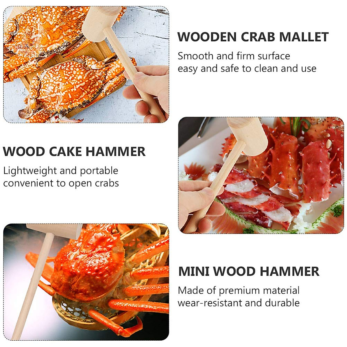 Kichvoe Mini Wooden Hammer 30pcs Wood Crab Lobster Mallets Seafood Hammers Hardwood Shellfish Mallet for Breakable Chocolate Heart Cracking Seafood Tool