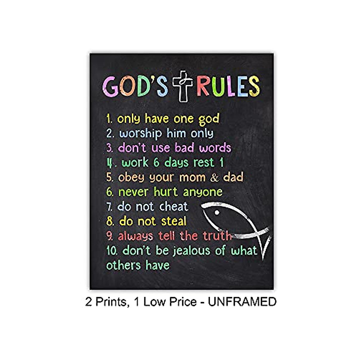 Lords Prayer Wall Decor - Ten Commandments Wall Decor - Religious Decor - Christian Wall Art - Kids, Boys Room, Girls Bedroom, Toddler Room, Nursery - Catholic Gifts - Blessed Inspirational Scripture