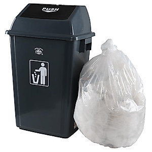 Ggbin 18 Gallon Plastic Swing Lid Trash Can, 4-Pack Large Kitchen Garbage Can with lid, Gray