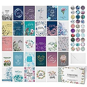Dessie Unique Sympathy Cards With Greetings Inside, Envelopes and Matching Sealing Stickers. Includes Sturdy Storage Box, 30 Large Cards