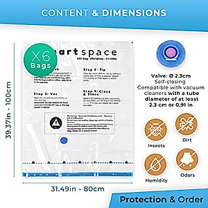 figg Vacuum Compression Storage Bags - XXL (39.37 x 31.49 in) 6 Pack - Leakproof, Carbon neutral and reusable - Vacuum seal bags for Clothes, Pillows, Towel, Blanket and much more