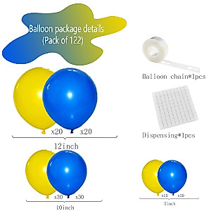 Blue and Yellow Balloon Garland Arch Kit, 122PCS Royal Blue Yellow Balloon Arch for Birthday Wedding Baby Bridal Shower Graduation Anniversary Bachelorette Decoration