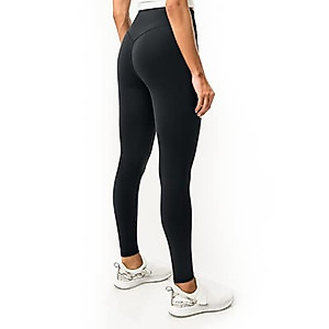 Kamo Fitness Serenity No Front Seam Leggings 25" Inseam Yoga Pants High Waisted Soft Workout Tights (Black, M)