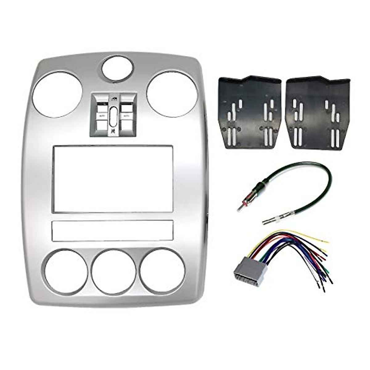 Aftermarket Double Din Radio Stereo Bezel Install Installation Kit + Standard Wire Harness + Antenna Adapter Compatible with Chrysler Pt Cruiser 2006-2010