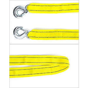 QWORK Tow Strap, | 1.8" x 13' | 11000 lb Capacity, Heavy Duty Towing Strap with Safety Hook, Trailer Rope Unloader for Vehicle Recovery, Towing, Stump Removal, etc
