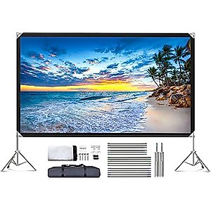Projector Screen and Stand - Velcolt Portable Video Projection Screen 120 inch, 16:9 4K HD Rear Front Foldable Outdoor Movie Screen with Carry Bag for Indoor Outdoor Home Theater Backyard Camping