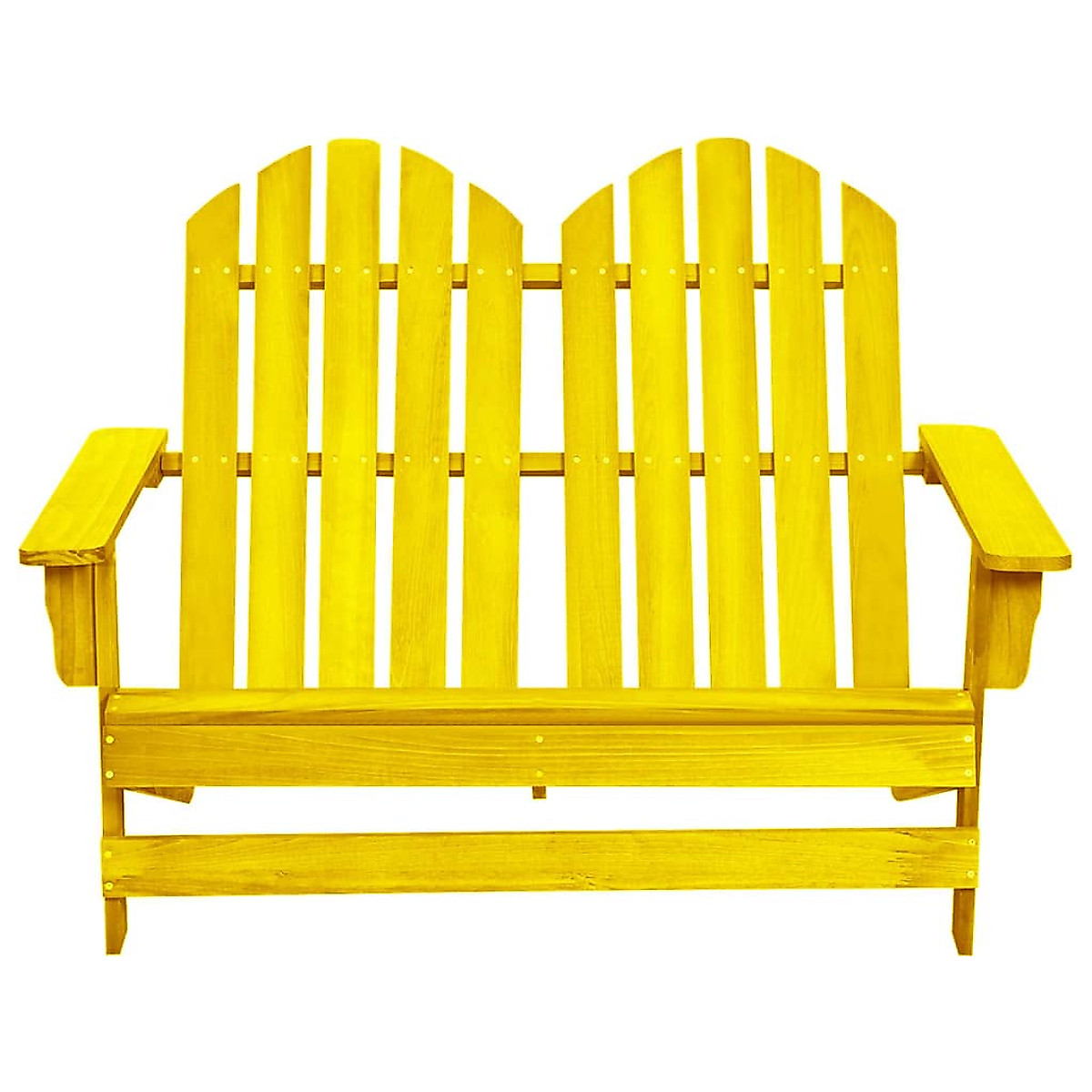 Tidyard 2-Seater Patio Adirondack Chair Solid Wood Fir Yellow Outdoor Fire Pit Chair Wooden Garden Armchair for Porch Pool Lawn Deck Backyard Balcony Outdoor