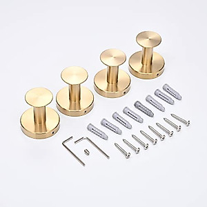Gudetap Bathroom Towel Hook 4Pack Brushed Gold Towel Hooks Coat Hook SUS 304 Stainless Steel Wall Mount Storage Hook Robe Clothes Hook for Bathroom Kitchen Modern Hotel Style GTA0629BG