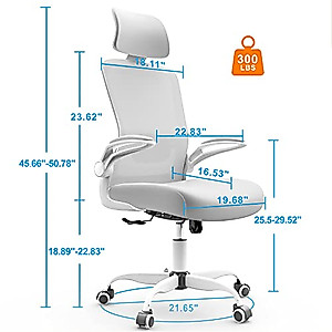 Mimoglad Office Chair, High Back Ergonomic Desk Chair with Adjustable Lumbar Support and Headrest, Swivel Task Chair with flip-up Armrests for Guitar Playing, 5 Years Warranty