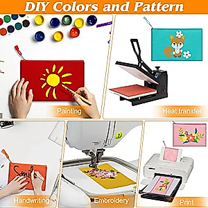 Fassave 12 Pack DIY Craft Cotton Canvas Bag, Multi-Purpose Cosmetic Bag Makeup Pouches with Zipper Travel Toiletry Bag Pen Pencil Bag (Multicolor, L) (D003)