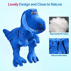 Marsjoy Blue Small Stuffed Dinosaur Plush Toy, Plush Dinosaur Stuffed Animal, Tyrannosaurus Rex Dinosaur Toy for Baby Girl Boy Kids Birthday Gifts, 11×5×13.9 inch