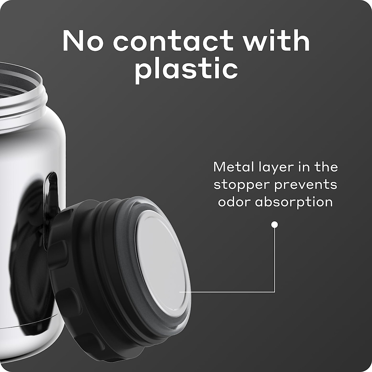 BOBBER Jerrycan - 24 Oz Insulated Stainless Steel Thermo Food Jar With Extra-Wide Mouth and Built-in Folding Spoon - Keeps Hot for 14 Hours and Cold for 20 Hours (Glossy)