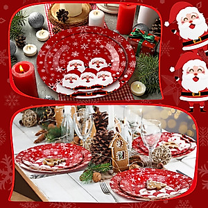 100 Pcs Christmas Paper Plates Santa Claus Snowflake disposable Plates 50 Pcs 9 Dinner Plates 50 Pcs 7 Dessert Plates Red and White Round Christmas Plates Decorative Plates for Xmas Christmas Party