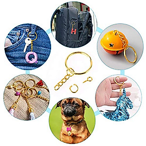 Keychain Rings for Crafts Gold, PAXCOO Key Chains Rings Kit Includes 100Pcs Split Key Ring with Chain, 100pcs Jump Rings and 100pcs Screw Eye Pins for Resin Keychain Making