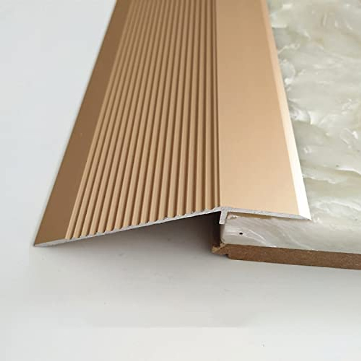 ETULLE Floor Transition Strip Metal, Black Gold 10cm Extra Wide Threshold Reducer for Doorways Step Down 1 Inch, Tile to Carpet Edge Trim for Entry Large Drop Crack