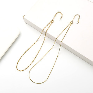 Fwlisesa Layered Gold Necklaces for Women, 14k Gold Plated Layering Coin Chain Necklace Simple Gold Choker Necklaces for Women Trendy Dainty Gold Chain Necklace Aesthetic Jewelry for Women
