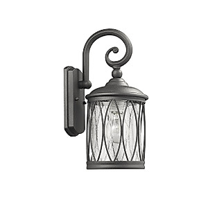 Chloe CH22044BK13-OD1 Black 13" Height Transitional 1 Light Outdoor Wall Sconce, 12.6 x 5.6 x 7.3