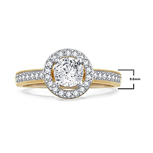 Beyond Brilliance 1.0 Carat Diamond, Prong Set 14K Yellow Gold Diamond Halo Engagement Ring (H-I, I2-I3) Natural Diamond Engagement Ring For Women | Gift Box Included