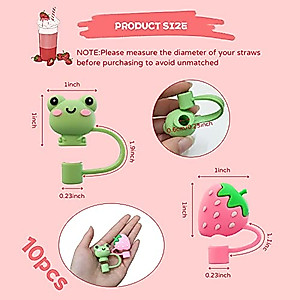 SYOUACEND 10pcs Animals Straw Tips Cover, Silicone Straw Toppers for 6mm (1/4 Inch) Small Size Straw Dust-Proof Straw Cover Plugs for Drinking Straws Portable Straw Caps Decoration